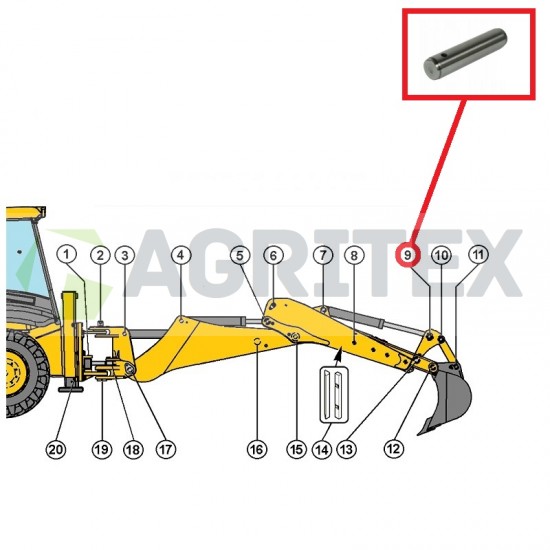 Pin 45x206mm JCB 811/90409 - JCB spare parts