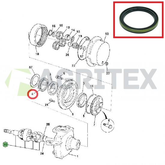 Hub seal 127Х160Х15.5/1.5 JCB 904/M6779 - JCB spare parts